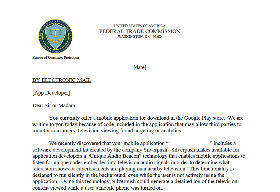 The FTC SilverPush Warning Letters | Altmode